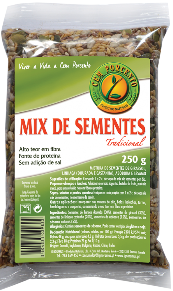 Mix Sementes Cem Porcento - 250 gr. - BioCampello